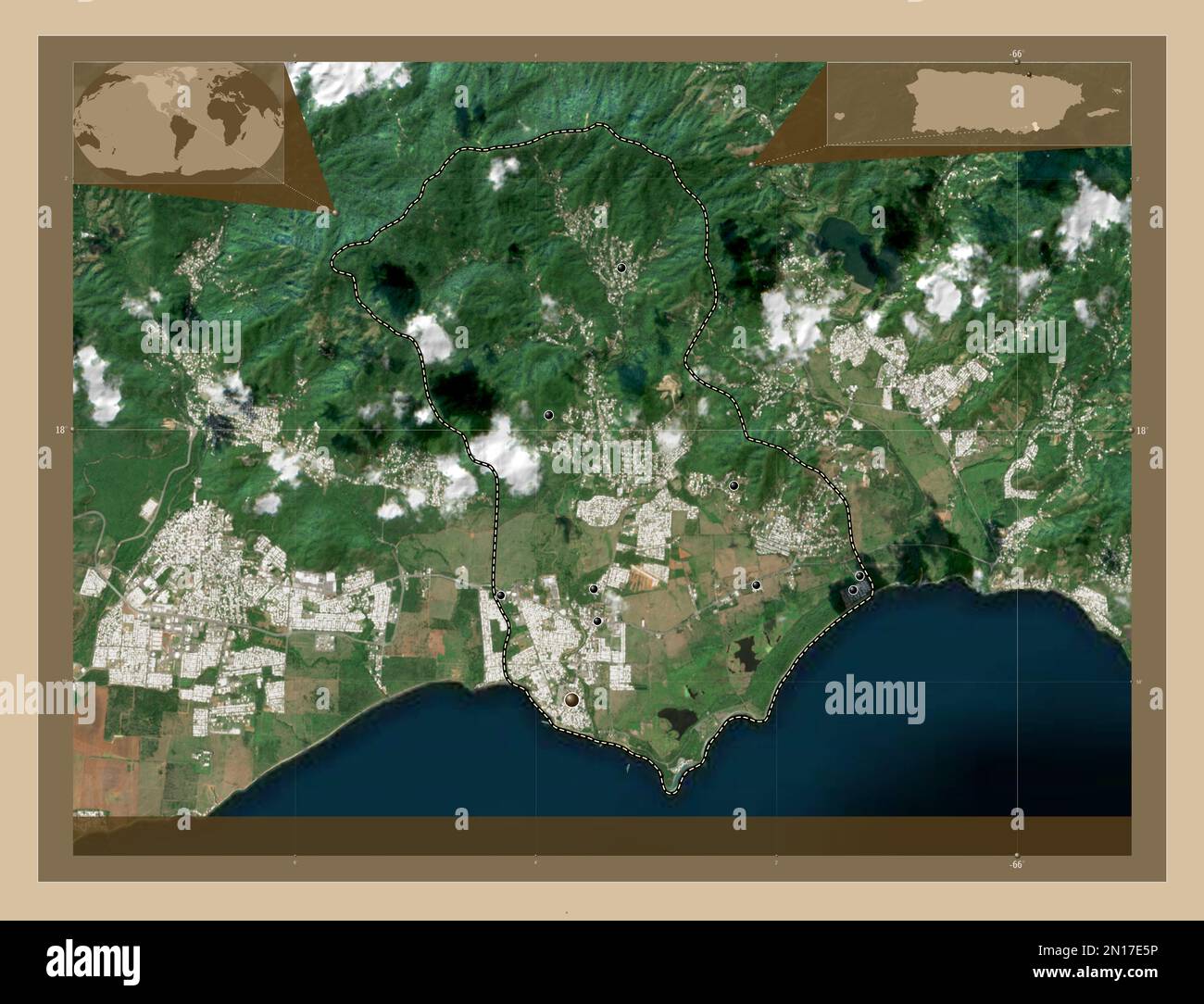 Arroyo, municipality of Puerto Rico. Low resolution satellite map ...