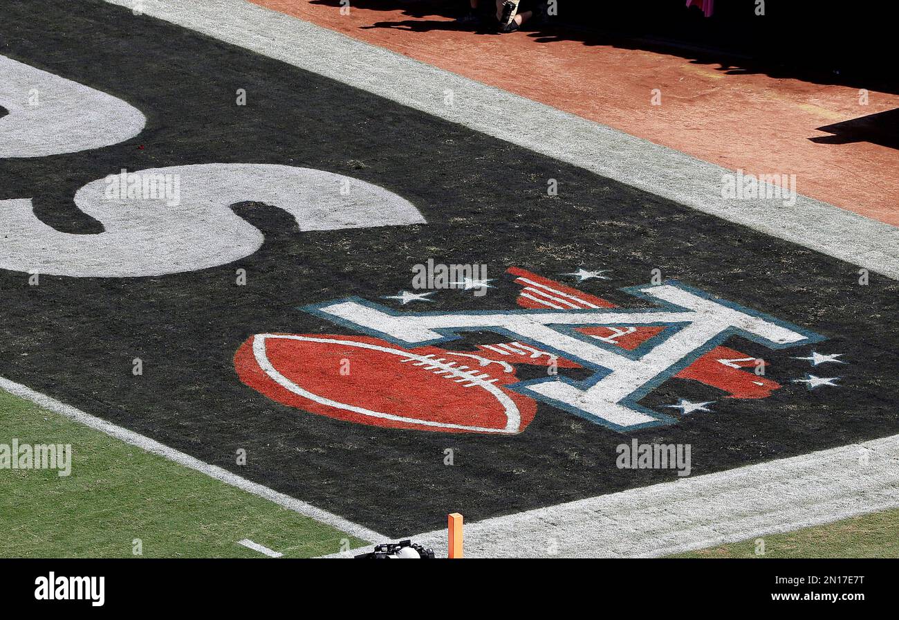 An American Football League (AFL) symbol is shown in an end zone at O ...