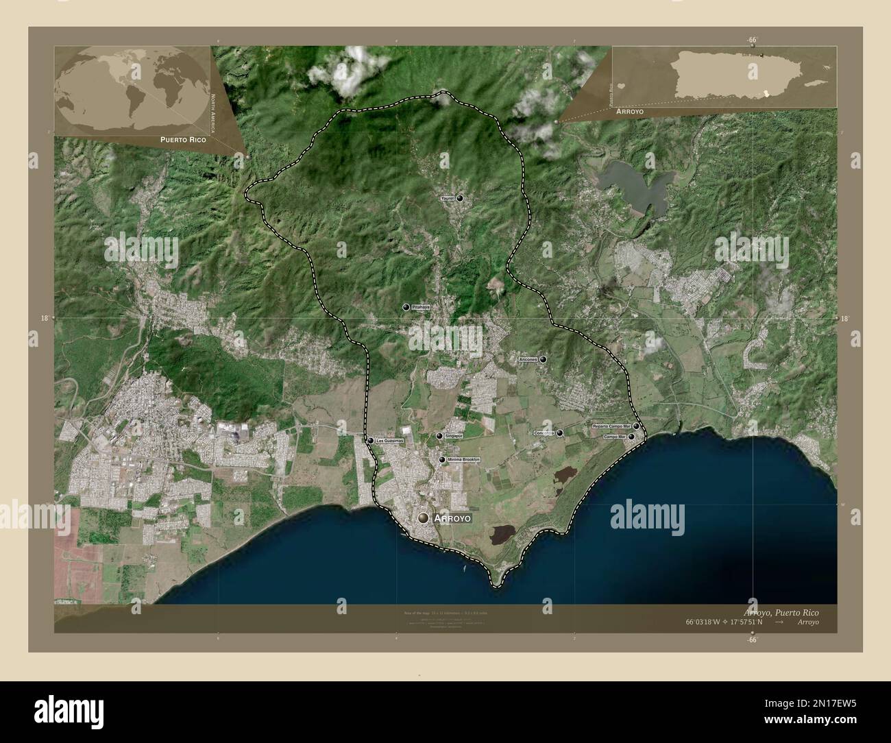 Arroyo, municipality of Puerto Rico. High resolution satellite map ...