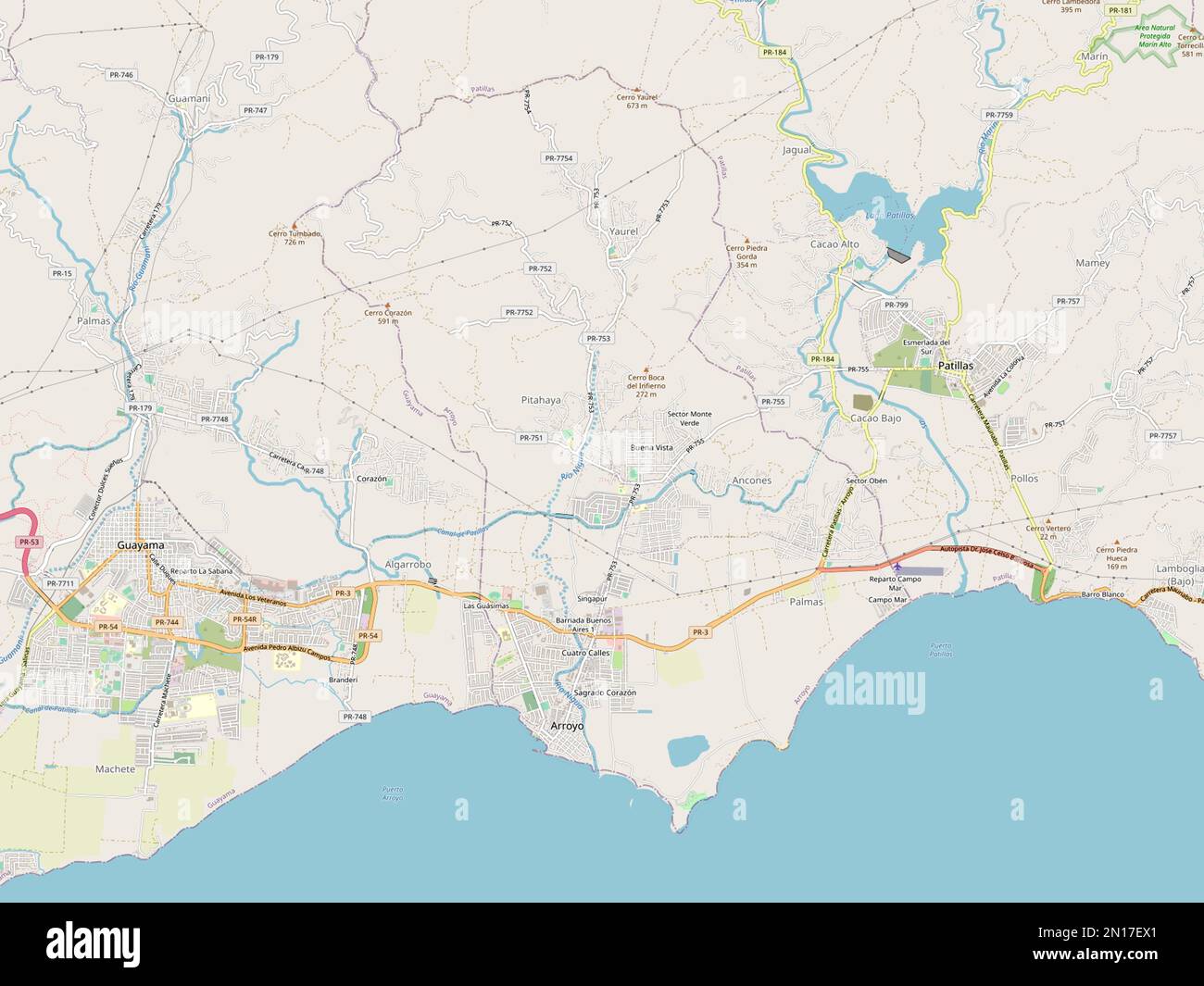 Arroyo, municipality of Puerto Rico. Open Street Map Stock Photo - Alamy