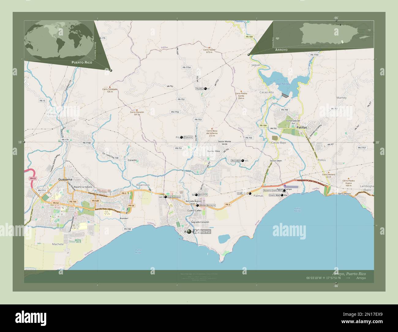 Arroyo, municipality of Puerto Rico. Open Street Map. Locations and ...
