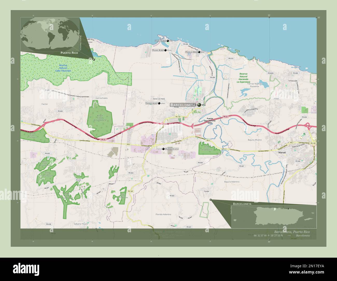 Barceloneta, municipality of Puerto Rico. Open Street Map. Locations ...