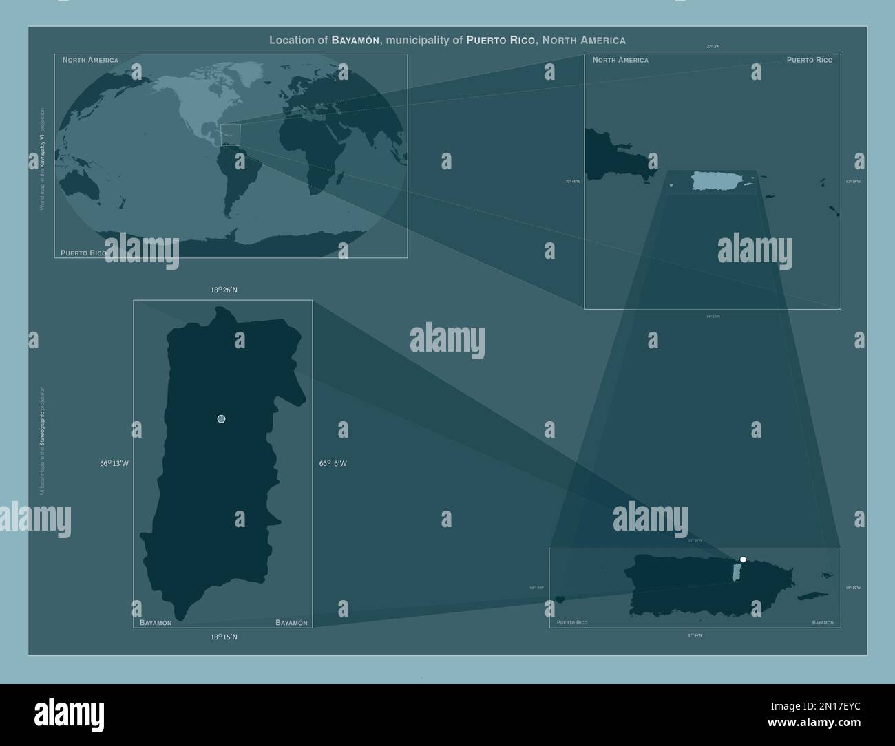 Bayamon, municipality of Puerto Rico. Diagram showing the location of ...