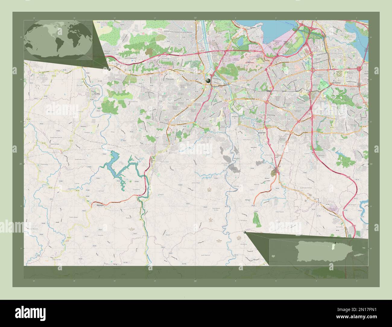 Bayamon, municipality of Puerto Rico. Open Street Map. Corner auxiliary ...