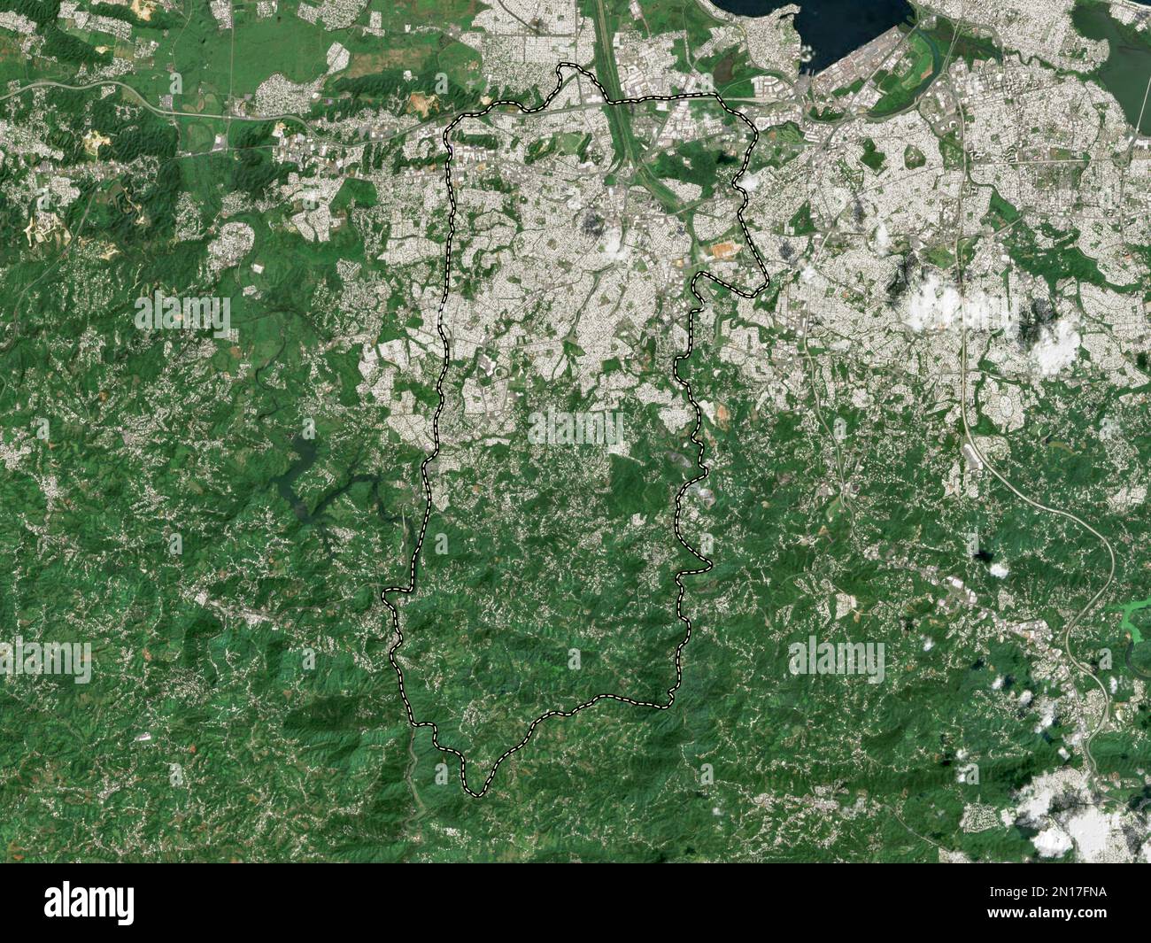 Bayamon, municipality of Puerto Rico. Low resolution satellite map ...