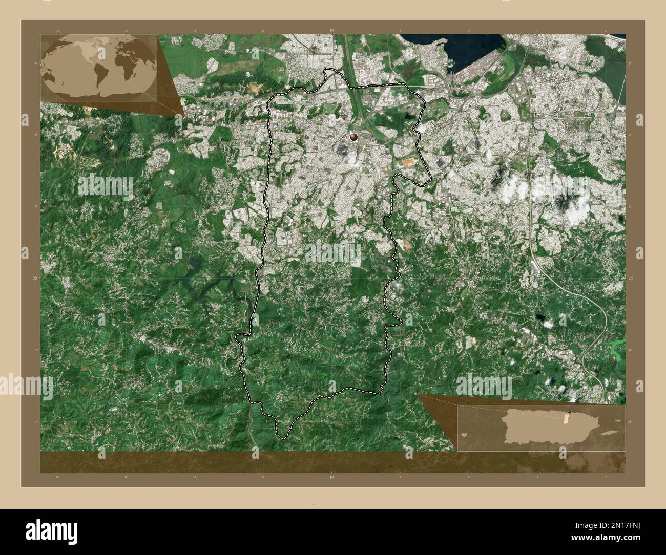Bayamon, municipality of Puerto Rico. Low resolution satellite map ...