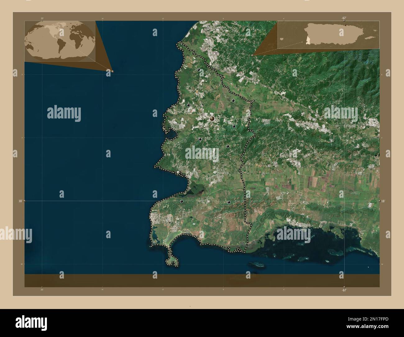 Cabo Rojo, municipality of Puerto Rico. Low resolution satellite map ...