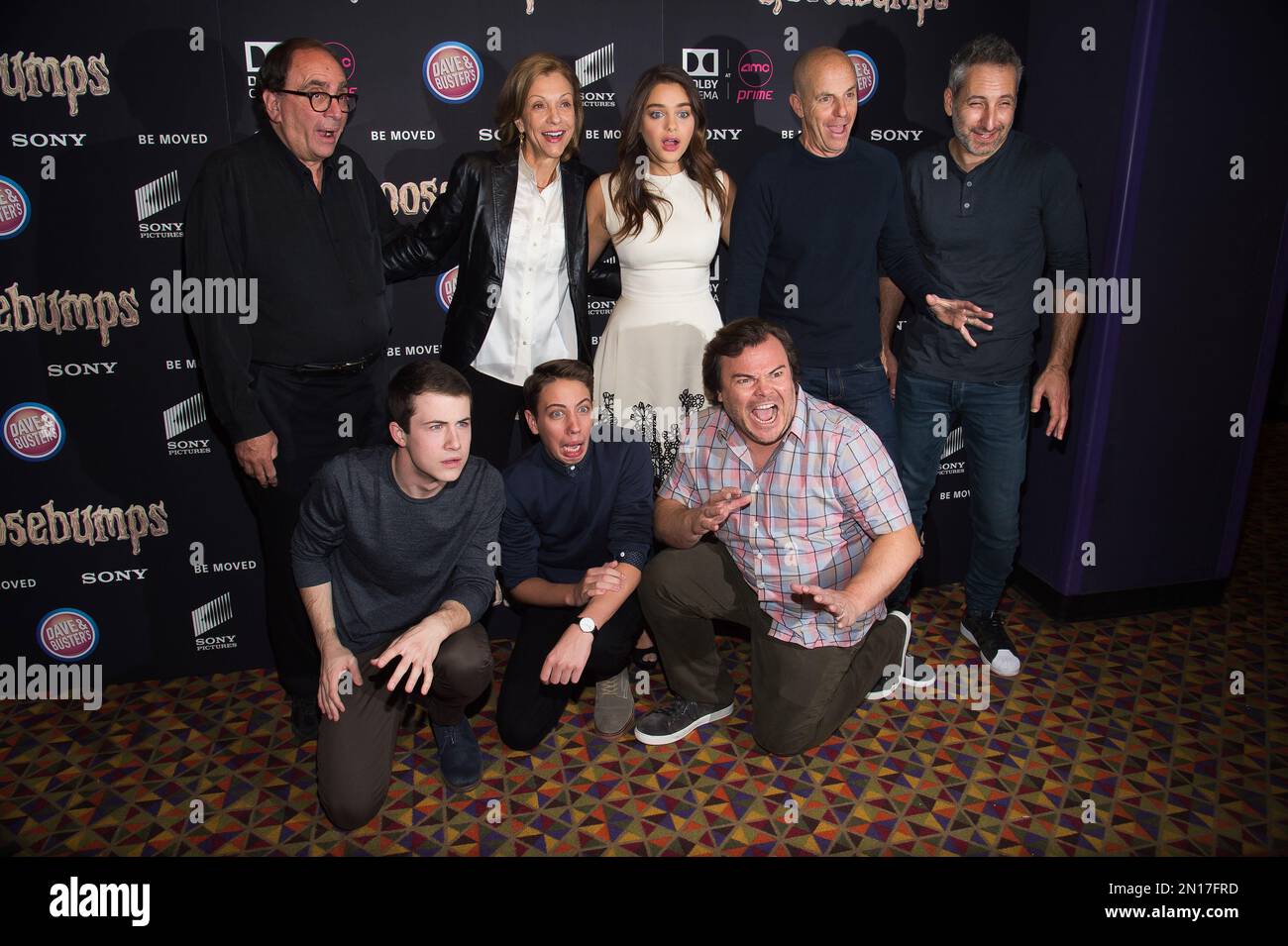 Clockwise from top left, R. L. Stine, Deborah Forte, Odeya Rush, Neal H ...