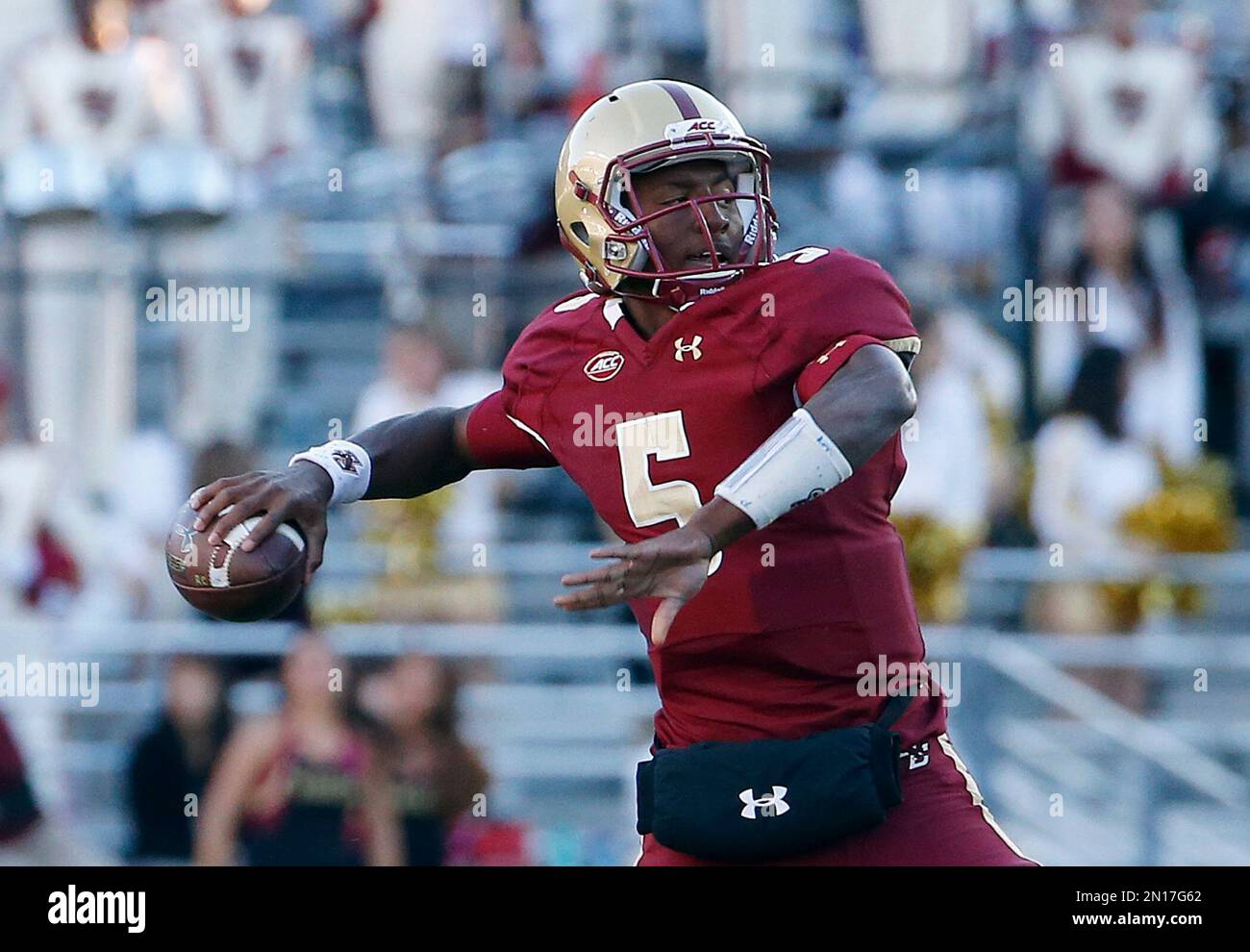 Boston College quarterback Jeff Smith (5) passes during the third ...