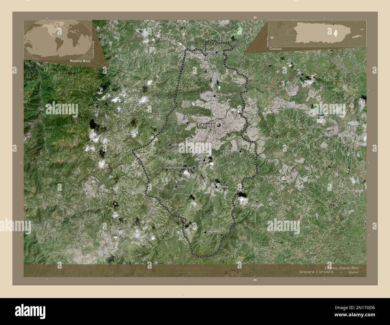 Caguas, municipality of Puerto Rico. High resolution satellite map ...