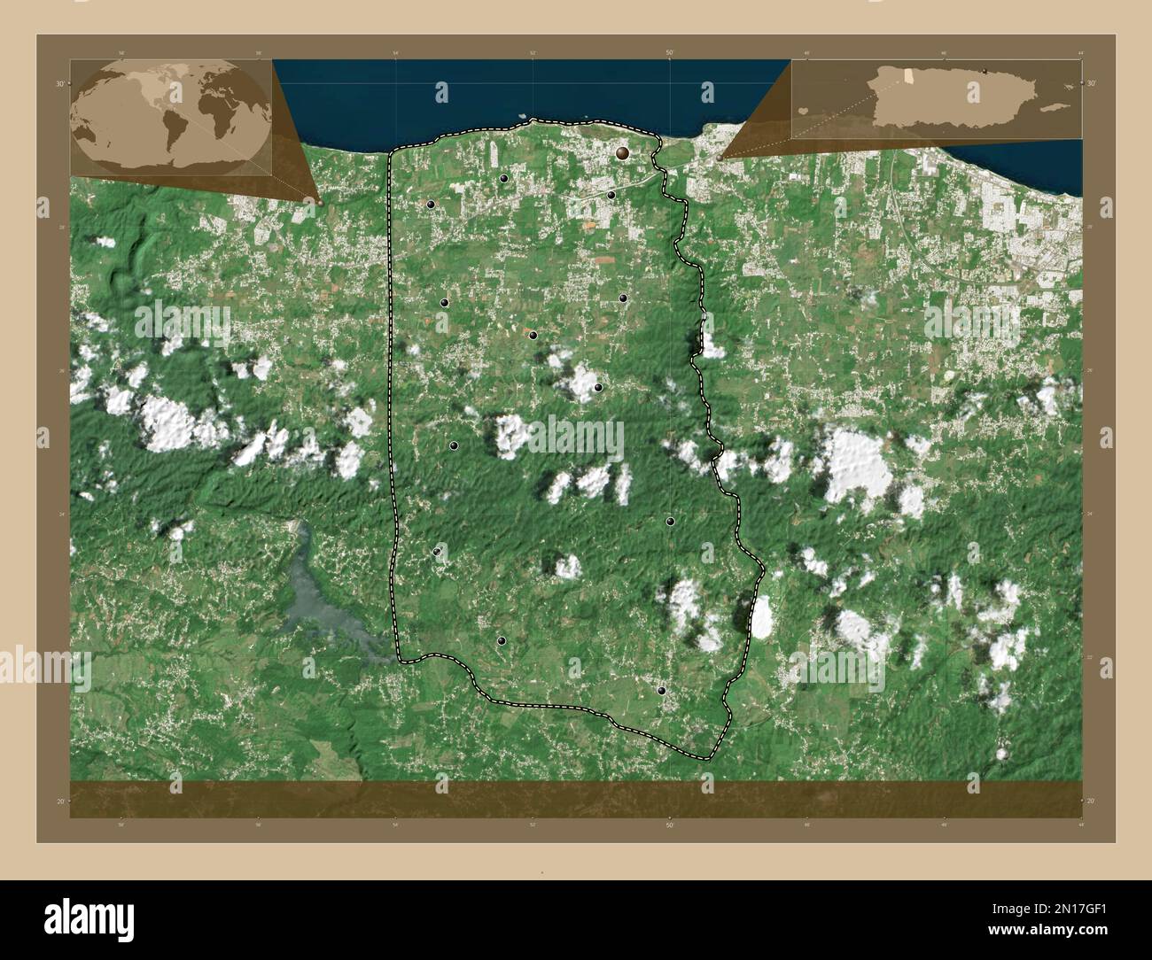 Camuy, municipality of Puerto Rico. Low resolution satellite map ...