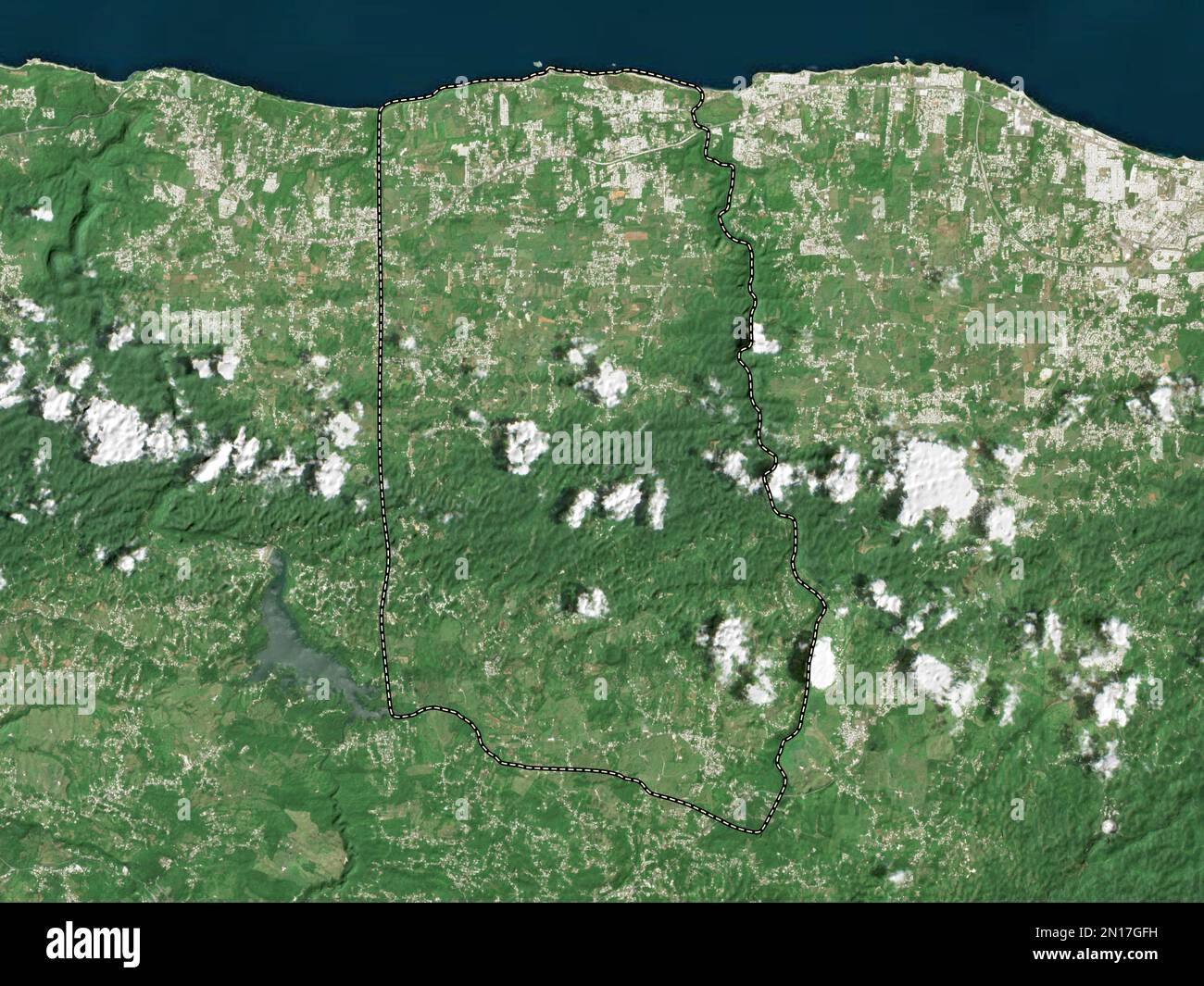 Camuy, municipality of Puerto Rico. Low resolution satellite map Stock ...