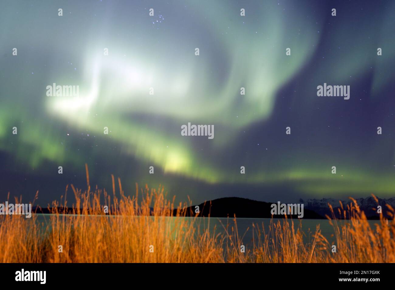 The aurora borealis, or Northern Lights, are seen over the Norwegian ...