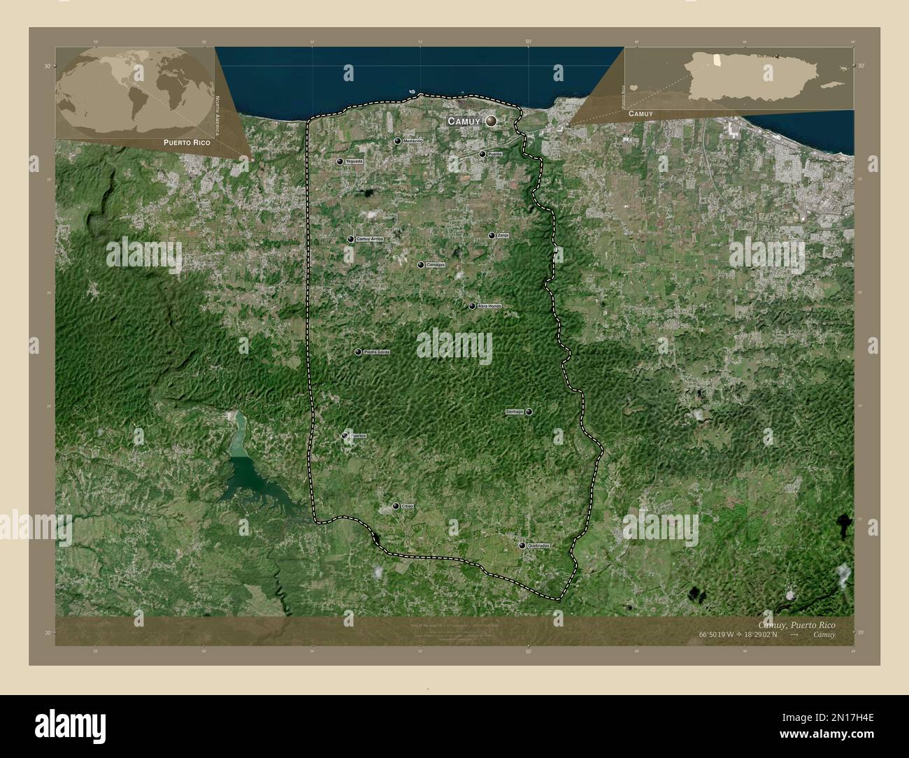 Camuy, municipality of Puerto Rico. High resolution satellite map ...