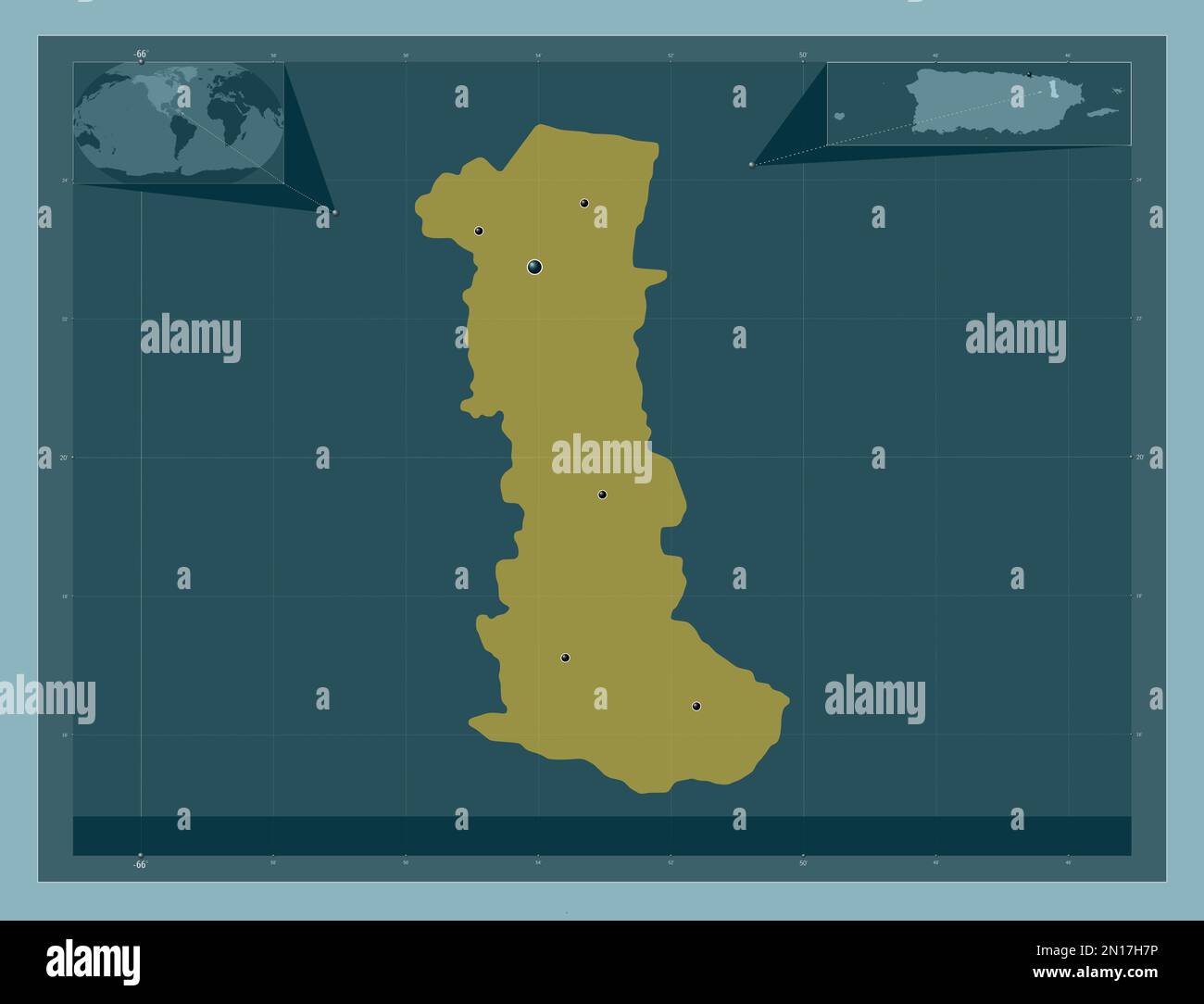 Canovanas, municipality of Puerto Rico. Solid color shape. Locations of ...