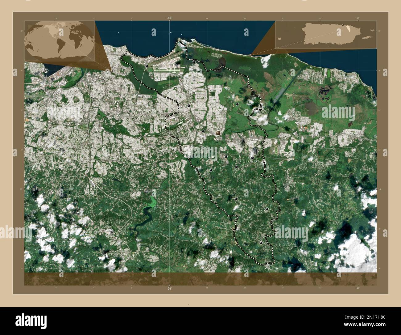 Carolina, municipality of Puerto Rico. Low resolution satellite map ...