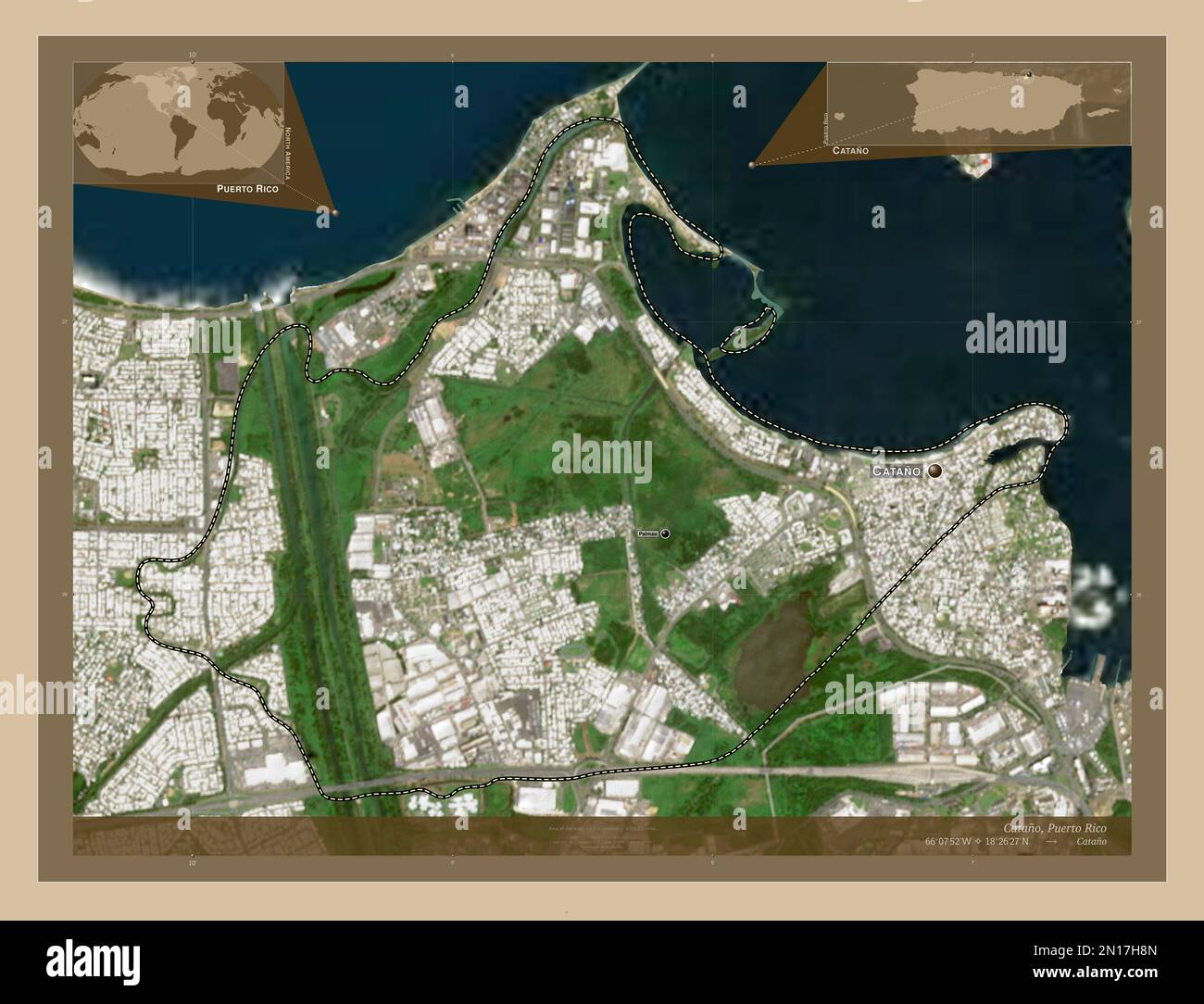 Catano, municipality of Puerto Rico. Low resolution satellite map ...
