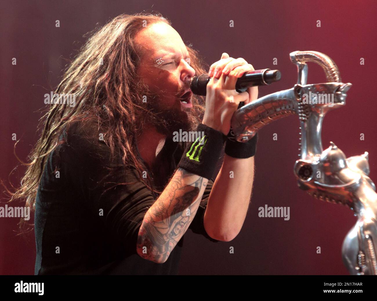 Jonathan Davis of the band Korn performs in concert during the Rock ...