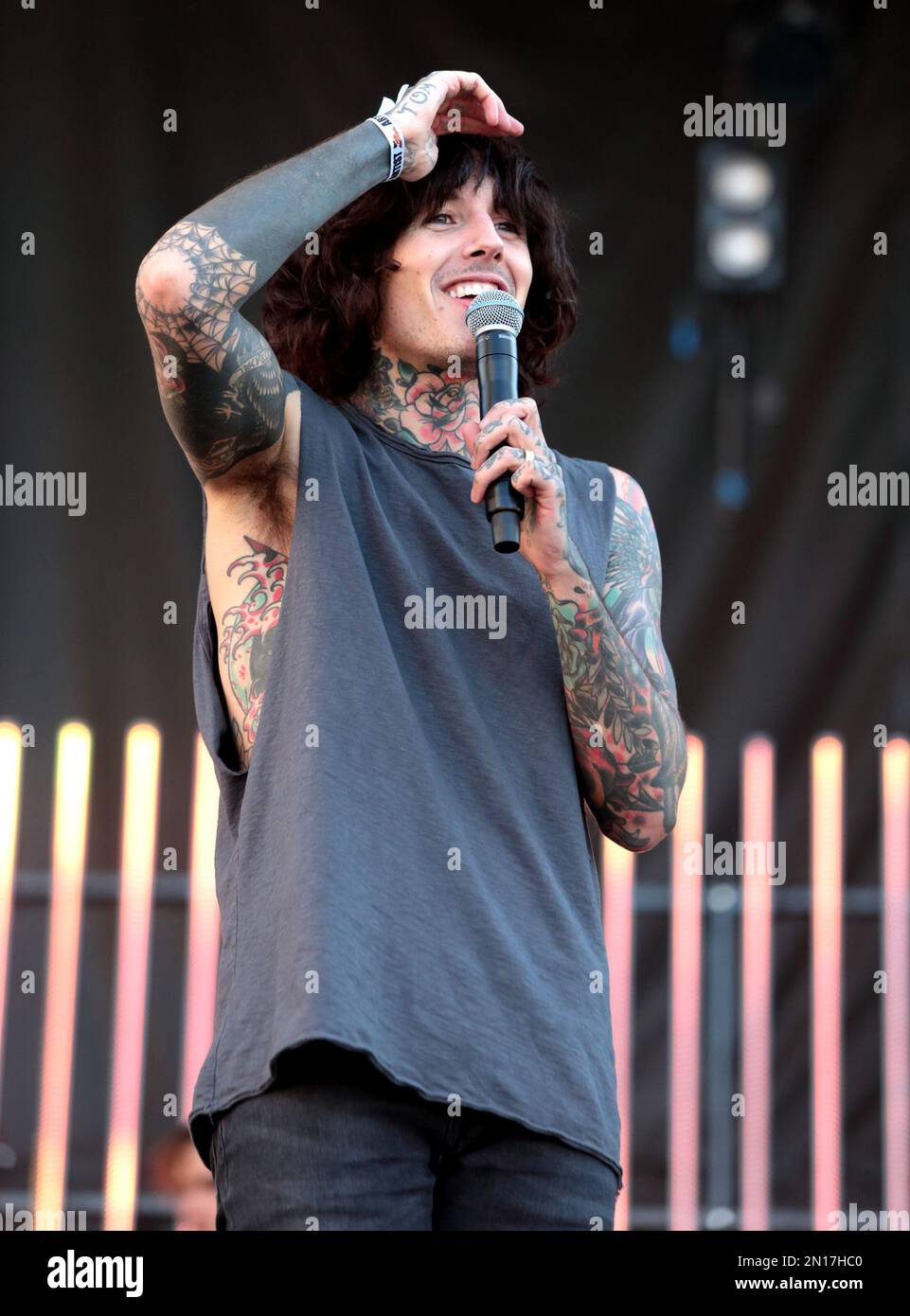 Oliver Sykes of the band Bring Me the Horizon performs in concert ...