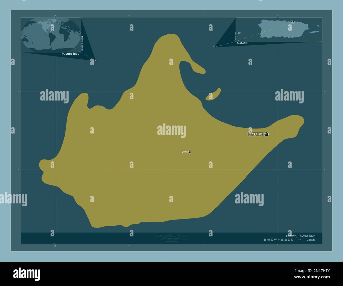Catano, municipality of Puerto Rico. Solid color shape. Locations and ...