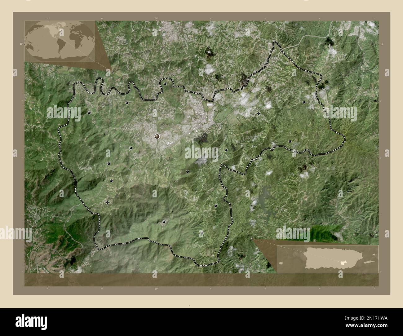 Cayey, municipality of Puerto Rico. High resolution satellite map ...