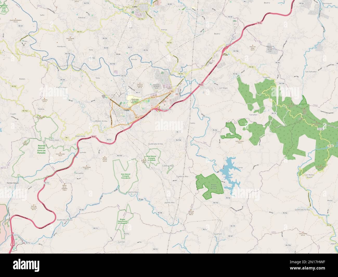 Cayey, municipality of Puerto Rico. Open Street Map Stock Photo - Alamy