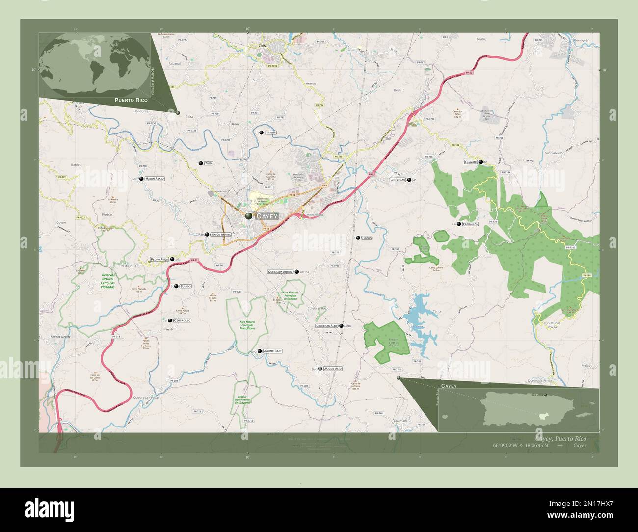 Cayey, municipality of Puerto Rico. Open Street Map. Locations and ...
