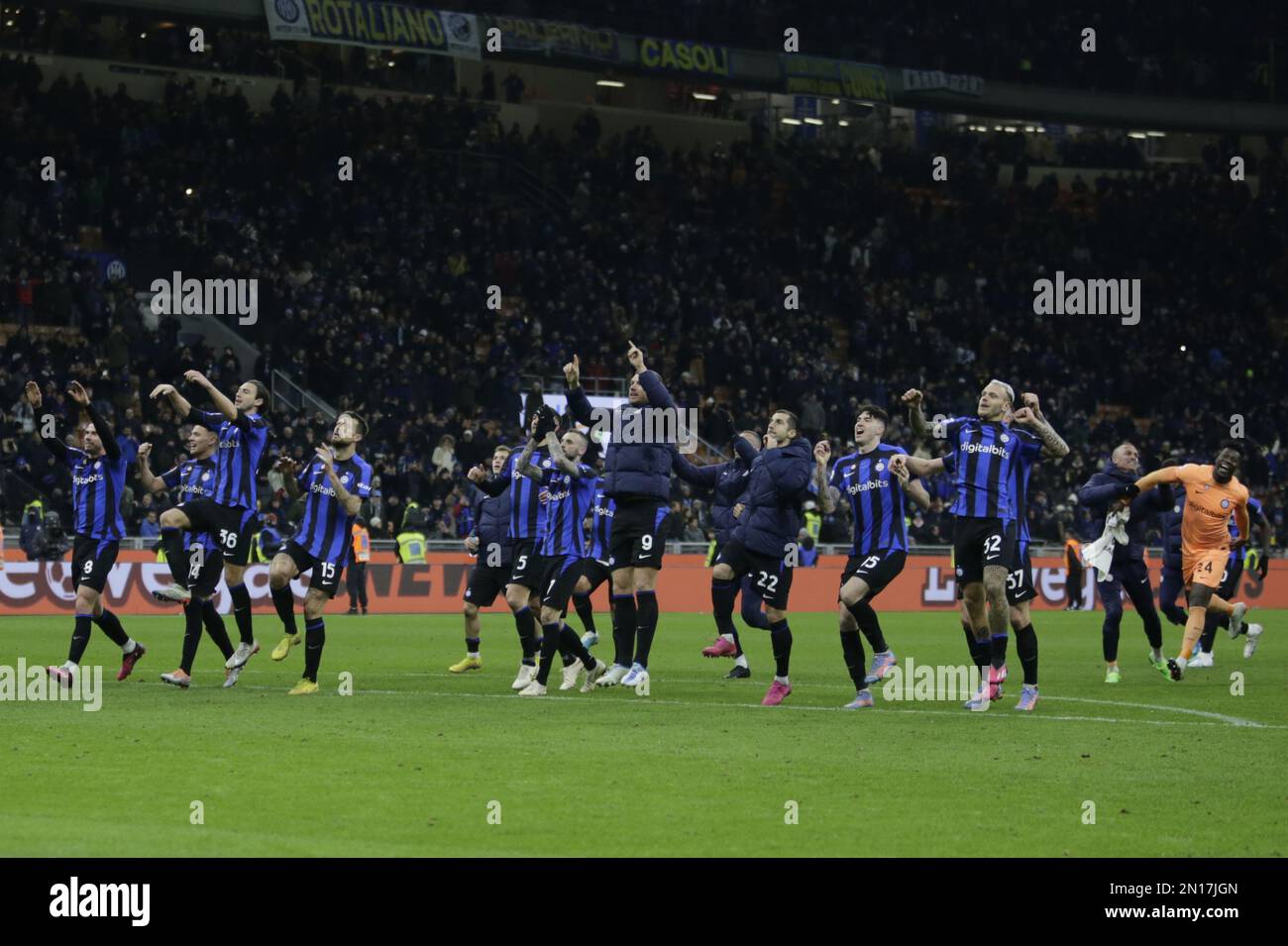 Milan, Italy. 05th Feb, 2023. Inter Fc players celebrating with ...