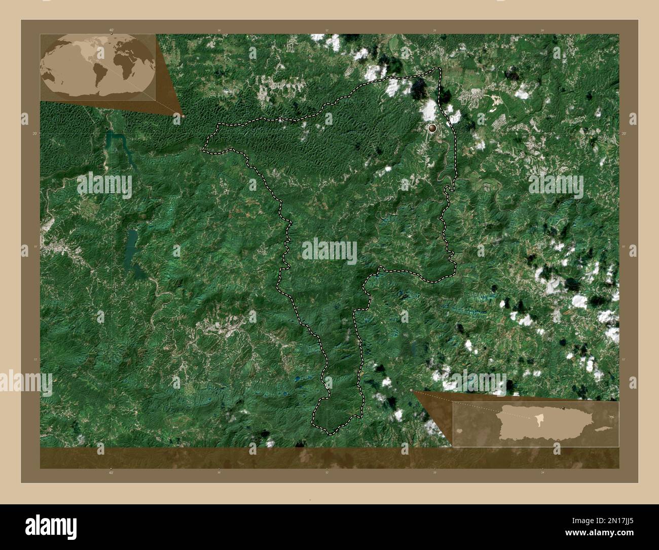 Ciales, municipality of Puerto Rico. Low resolution satellite map ...