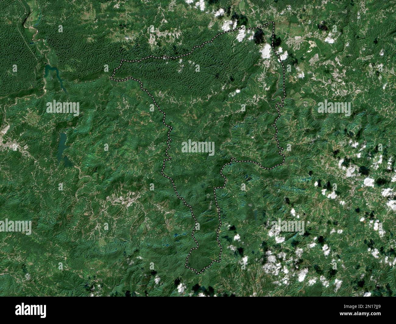 Ciales, municipality of Puerto Rico. Low resolution satellite map Stock ...