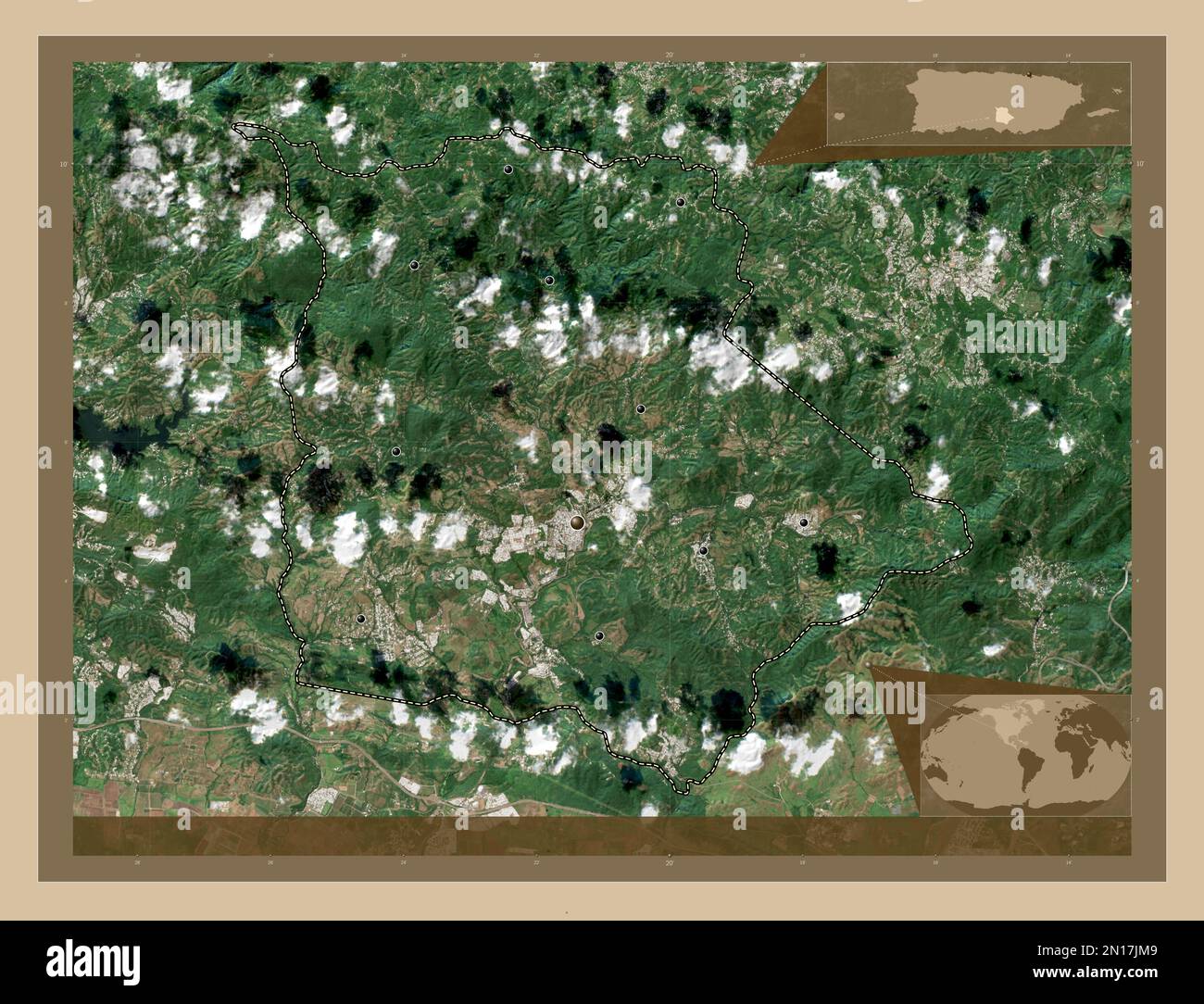 Coamo, municipality of Puerto Rico. Low resolution satellite map ...