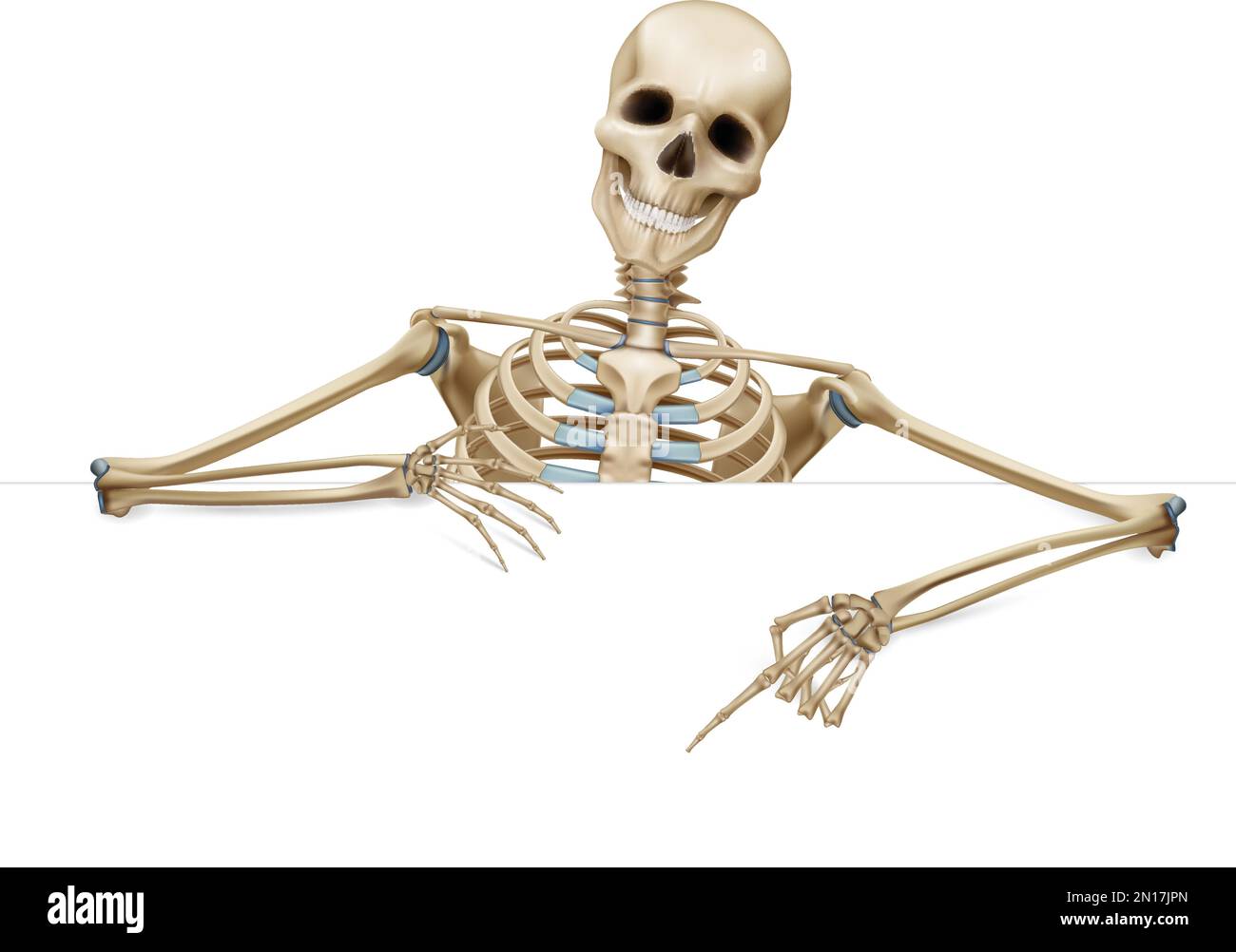 Skeleton gesture realistic composition with half skeletal frame with ...