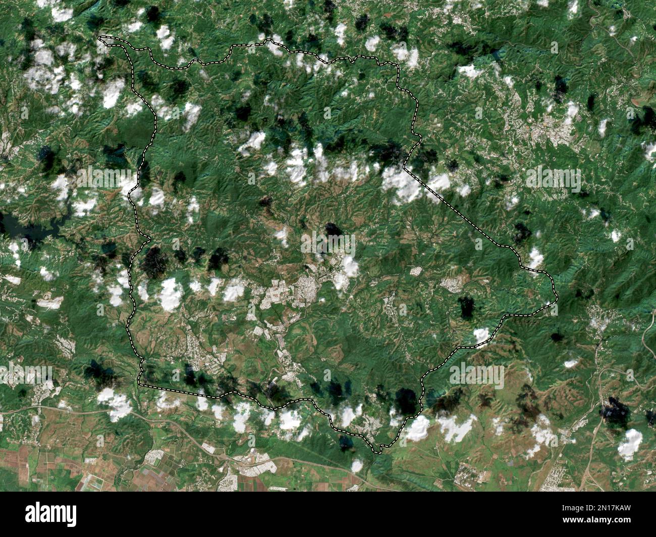 Coamo, municipality of Puerto Rico. Low resolution satellite map Stock ...
