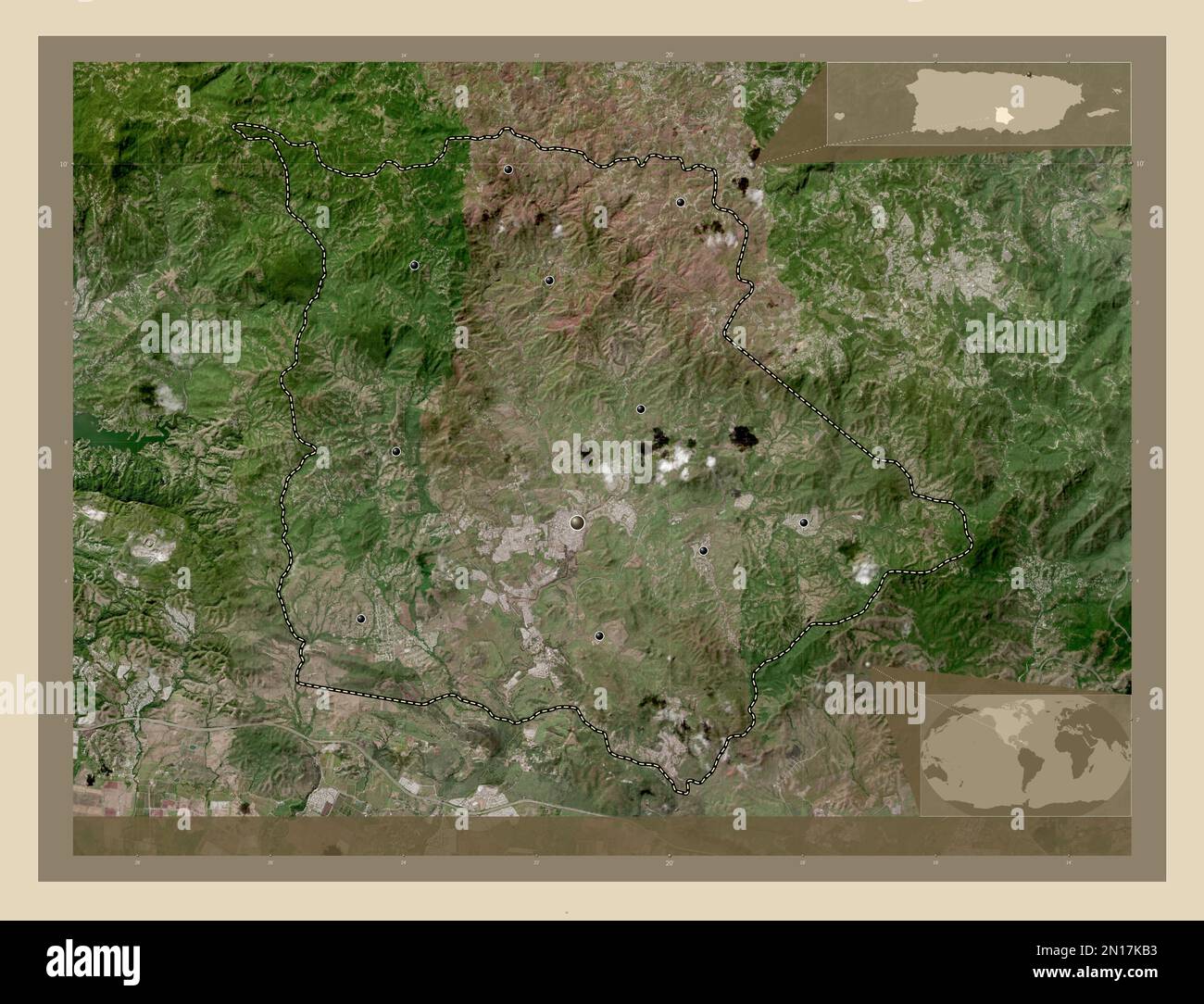 Coamo, municipality of Puerto Rico. High resolution satellite map ...