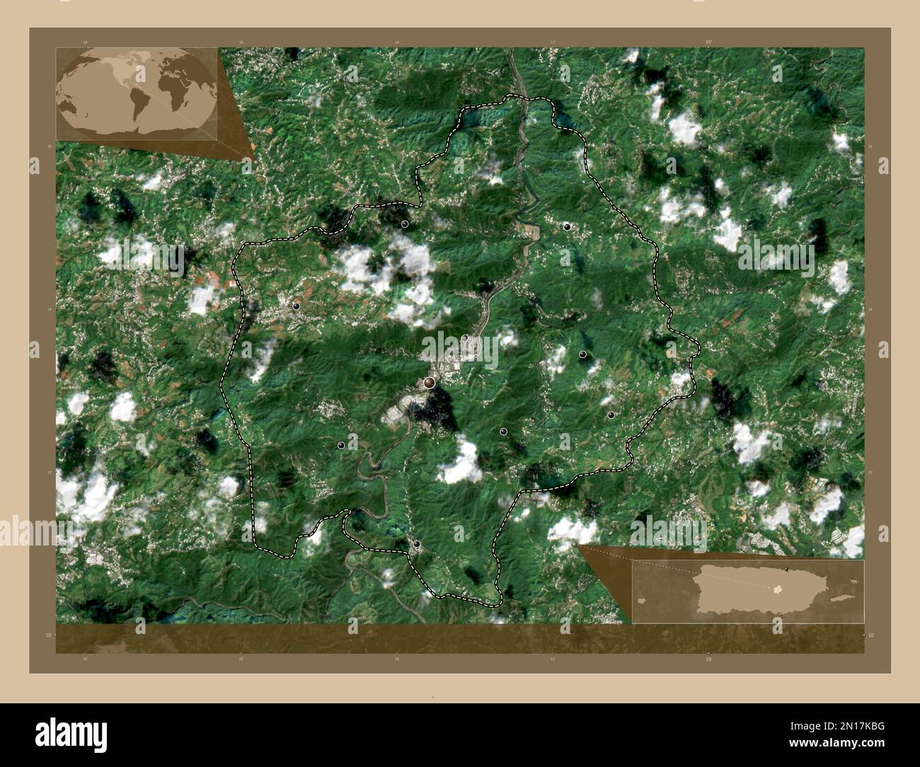 Comerio, municipality of Puerto Rico. Low resolution satellite map ...
