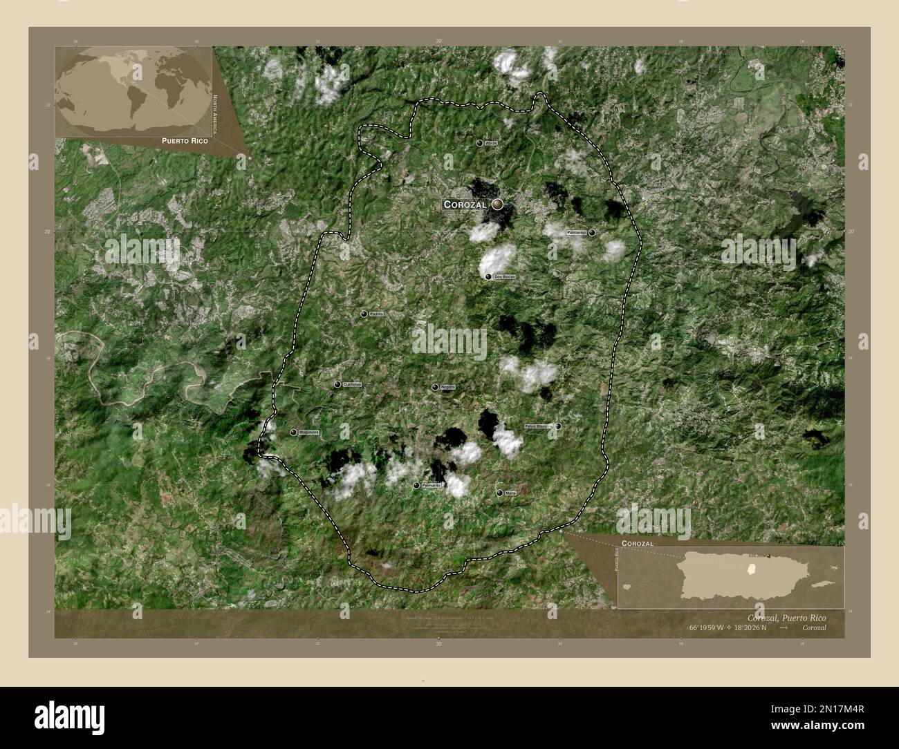 Corozal, municipality of Puerto Rico. High resolution satellite map ...