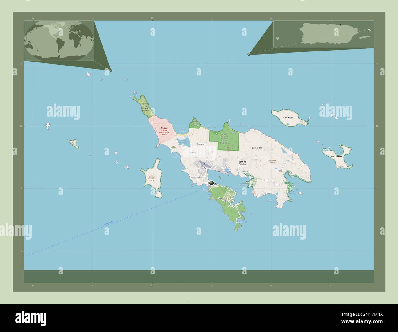 Culebra, municipality of Puerto Rico. Open Street Map. Corner auxiliary ...