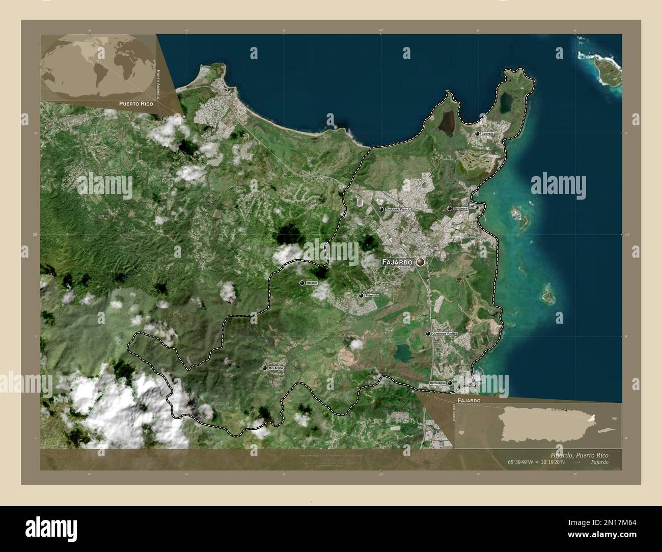 Fajardo, municipality of Puerto Rico. High resolution satellite map ...