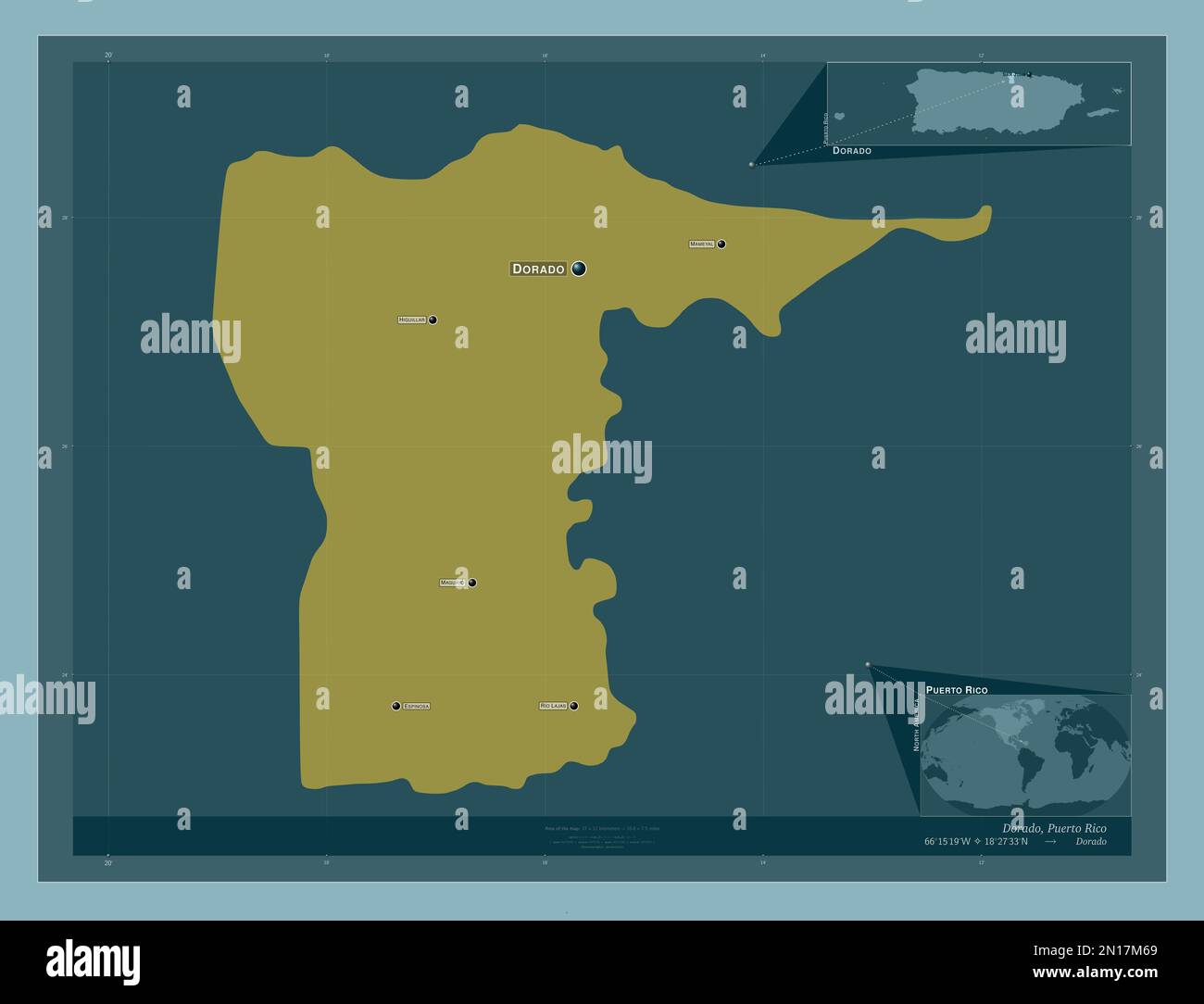 Dorado, municipality of Puerto Rico. Solid color shape. Locations and ...