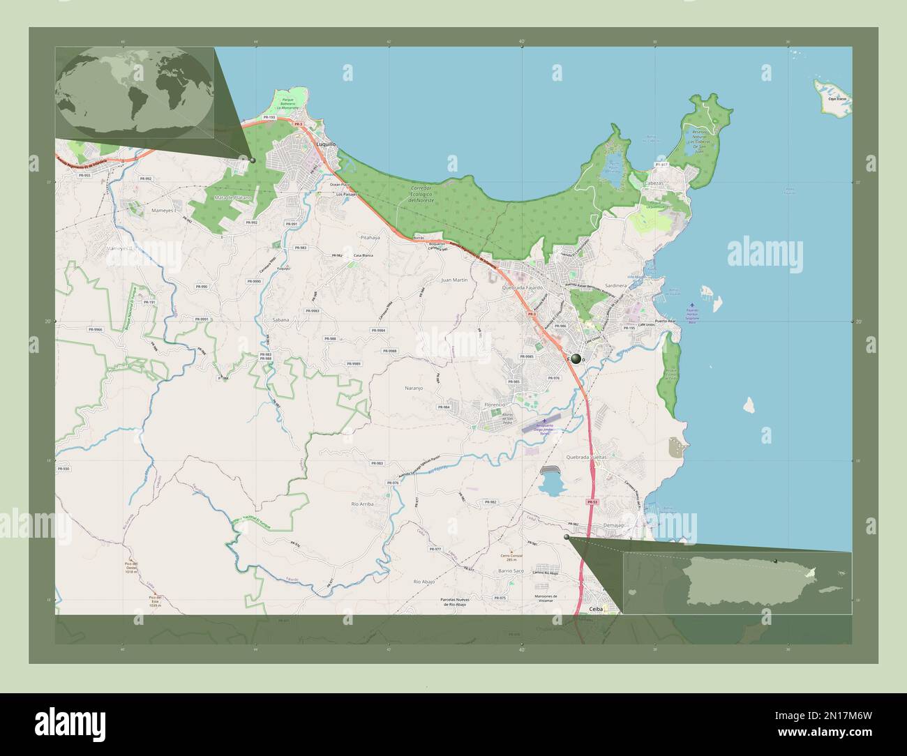 Fajardo, municipality of Puerto Rico. Open Street Map. Corner auxiliary ...