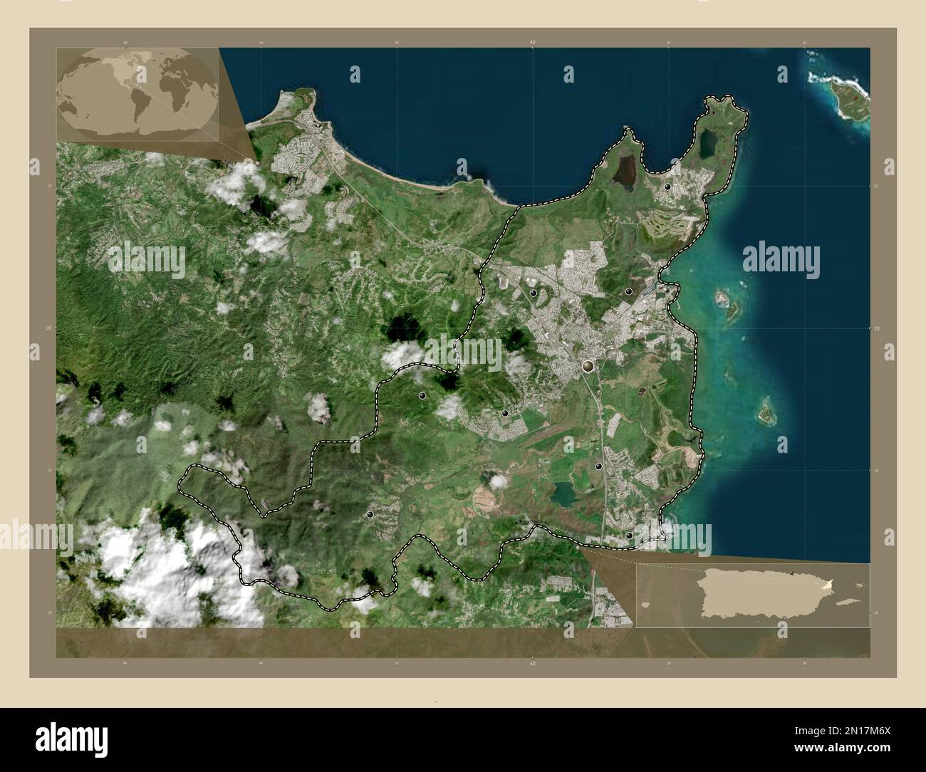 Fajardo, municipality of Puerto Rico. High resolution satellite map ...