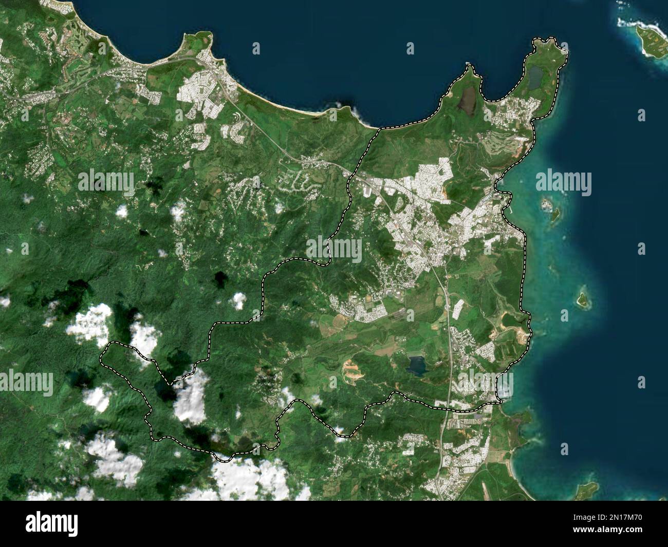 Fajardo, municipality of Puerto Rico. Low resolution satellite map ...