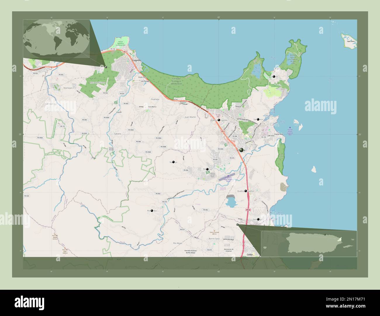 Fajardo, municipality of Puerto Rico. Open Street Map. Locations of ...