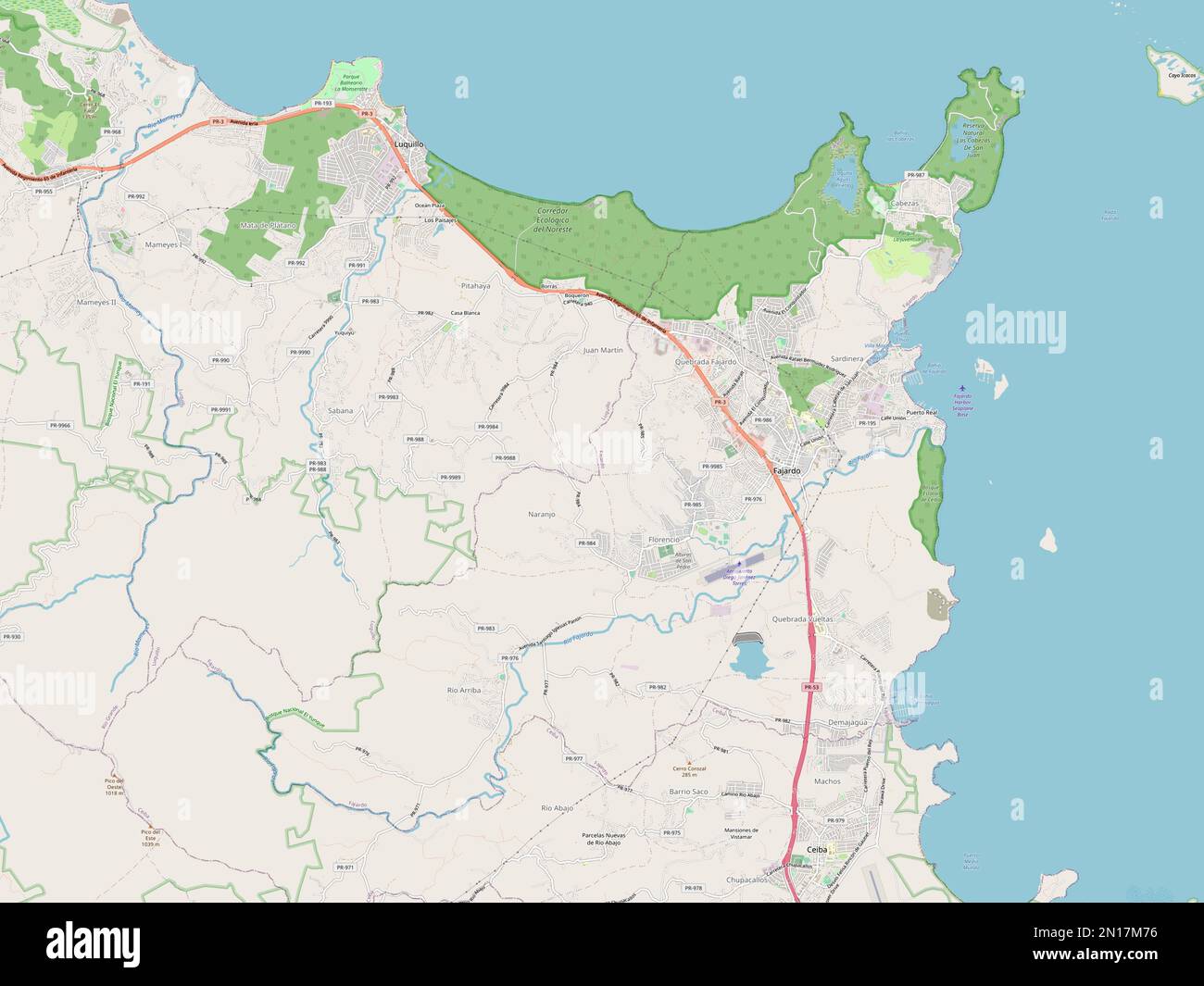 Fajardo, municipality of Puerto Rico. Open Street Map Stock Photo - Alamy