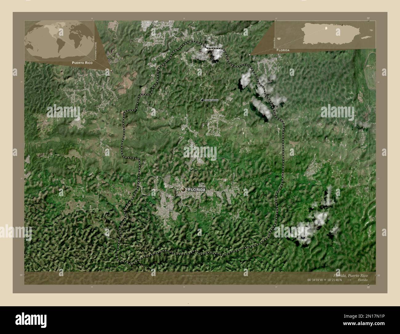 Florida, municipality of Puerto Rico. High resolution satellite map ...
