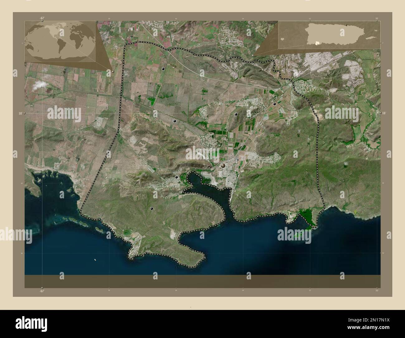 Guanica, municipality of Puerto Rico. High resolution satellite map ...