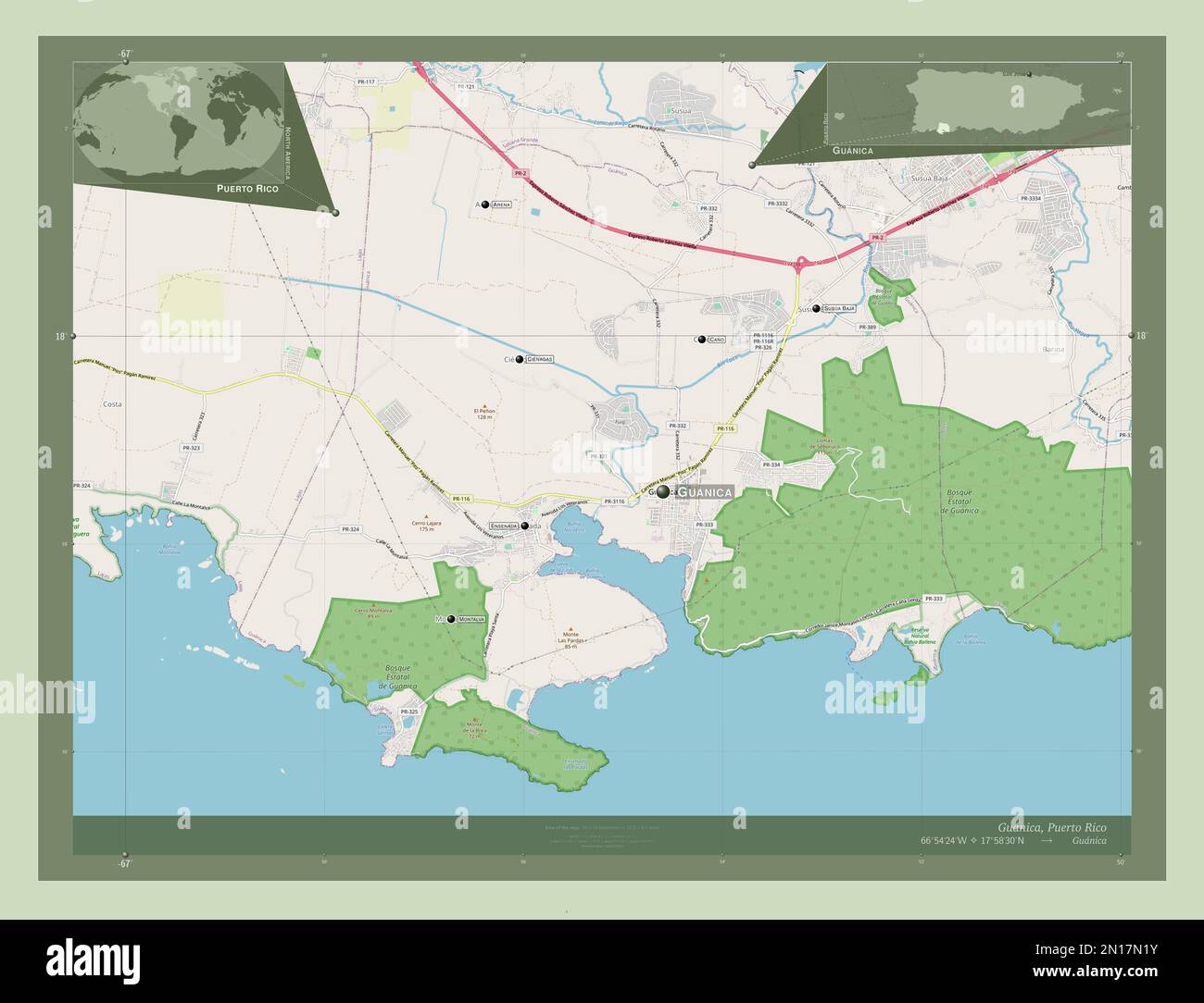 Guanica, municipality of Puerto Rico. Open Street Map. Locations and ...