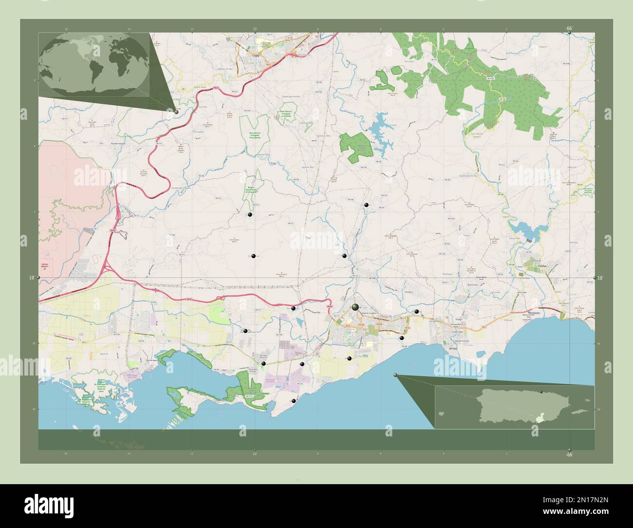 Guayama, municipality of Puerto Rico. Open Street Map. Locations of ...