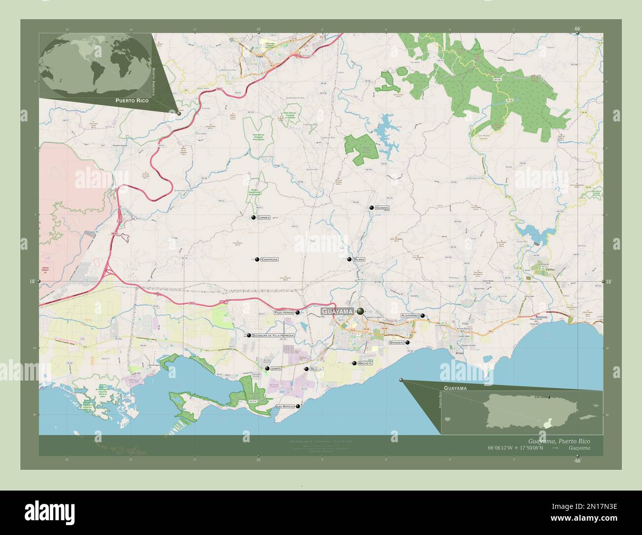Guayama, municipality of Puerto Rico. Open Street Map. Locations and ...
