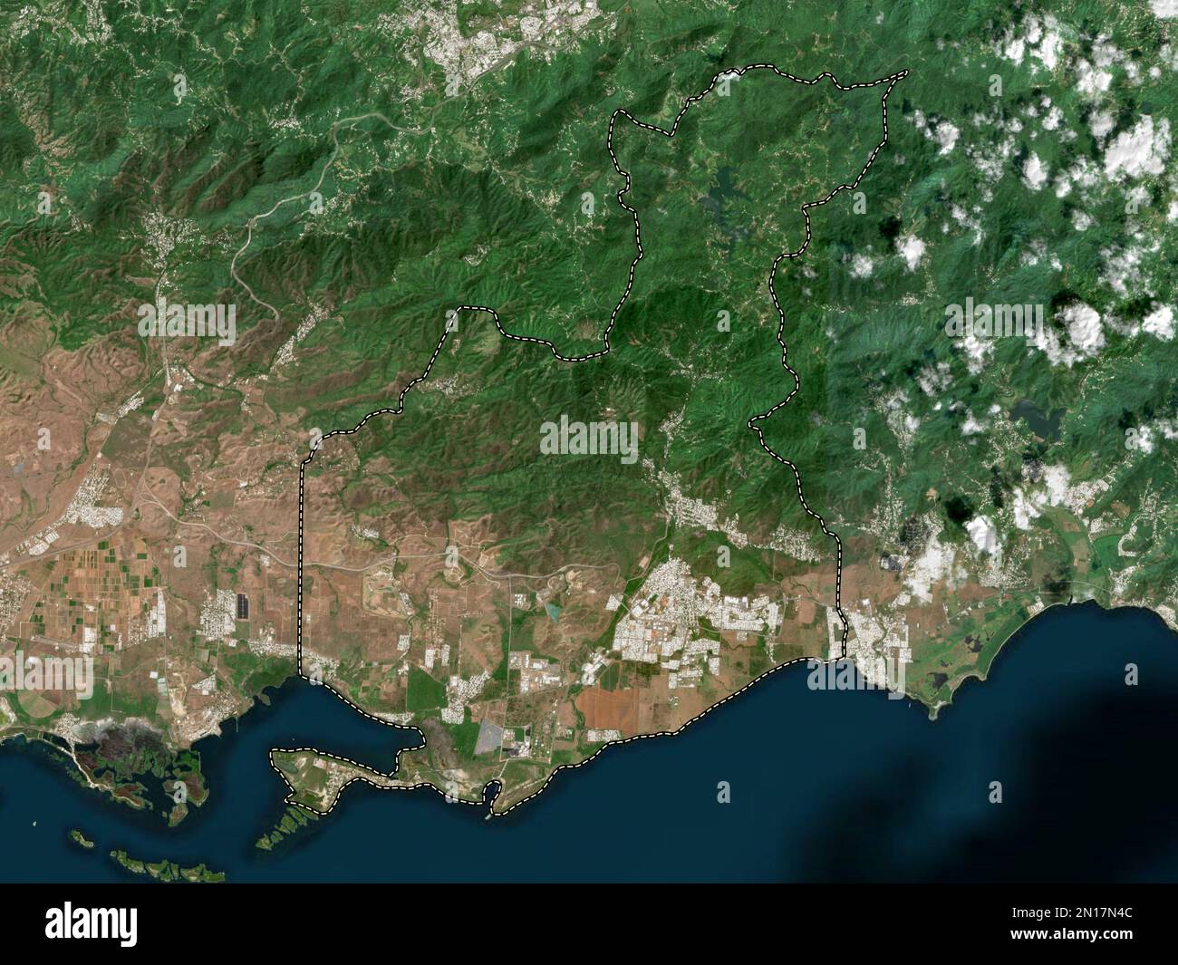 Guayama, municipality of Puerto Rico. Low resolution satellite map ...